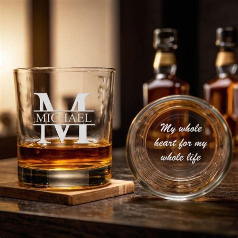 Custom Monogram Whiskey Glass Personalized 11oz Whiskey Tumbler