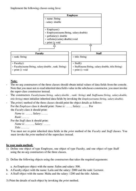 Solved Implement The Following Classes Using Java Employee