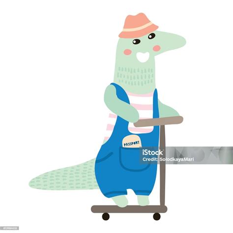 귀여운 악어 보 손으로 그린 벡터 일러스트입니다 스쿠터 캐릭터 고립에 만화 악어입니다 인사말 및 초대 카드 포스터 아이 착용 아기 패션 인쇄 디자인을 위해 사용할 수