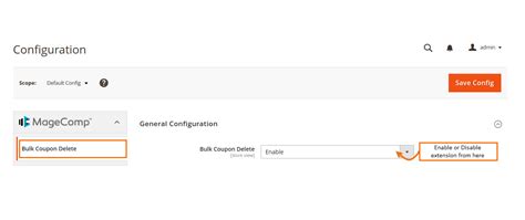 Configuration Settings Magento 2 Bulk Coupon Delete Extension