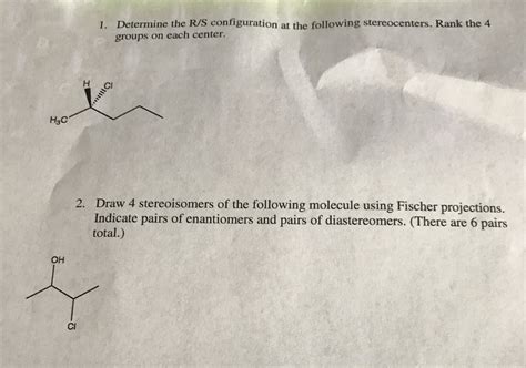 solved 1 determine the r s configuration at the following