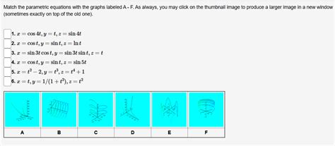 Solved Match The Parametric Equations With The Graphs Chegg