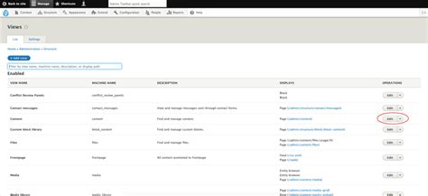 how to limit the drupal 8 and 9 content view to show only editable