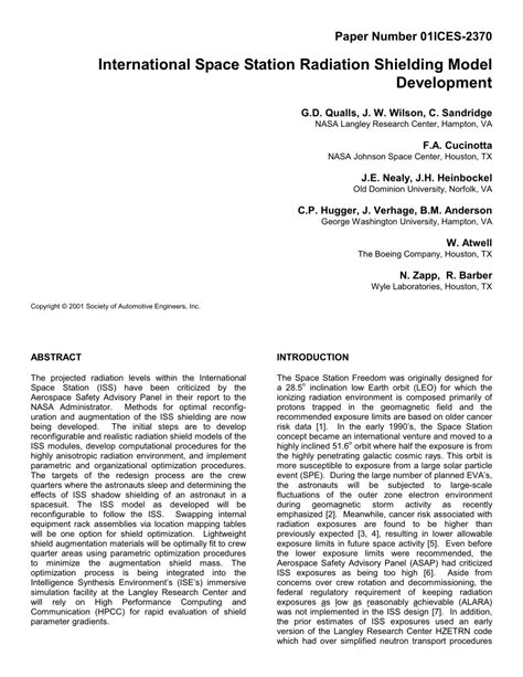 Pdf International Space Station Radiation Shielding Model Development