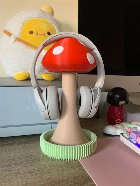 Mushroom Headphone Stand Cute Gaming Accessories Kawaii Gamer Girl Cozy Desk Setup Stl