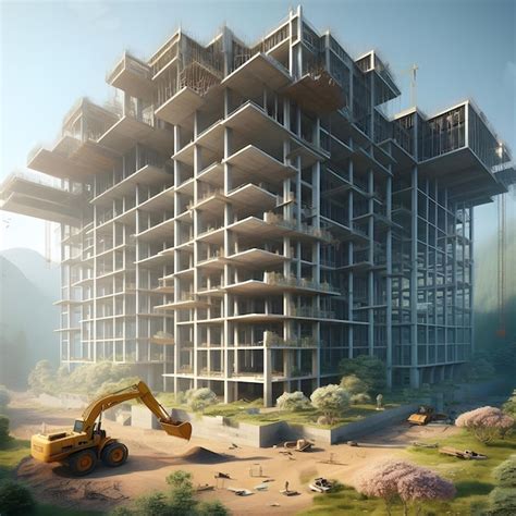 Premium Ai Image Dynamic Construction Building Progress With Heavy