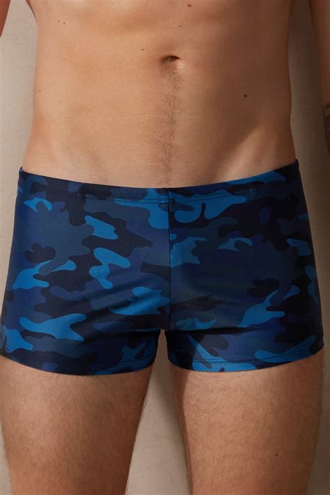 Camouflage Print Square Cut Swim Trunks Intimissimi