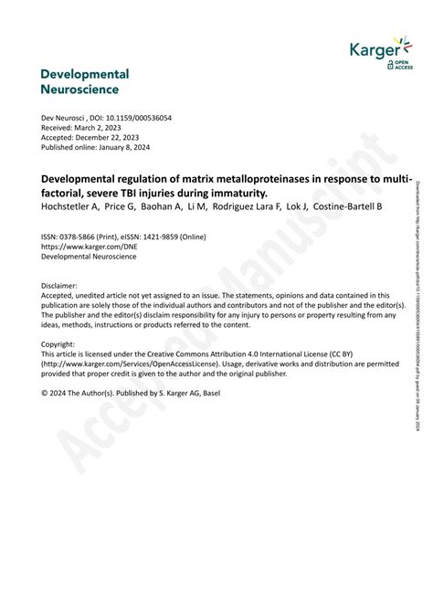Pdf Developmental Regulation Of Matrix Metalloproteinases In Response To Multi Factorial