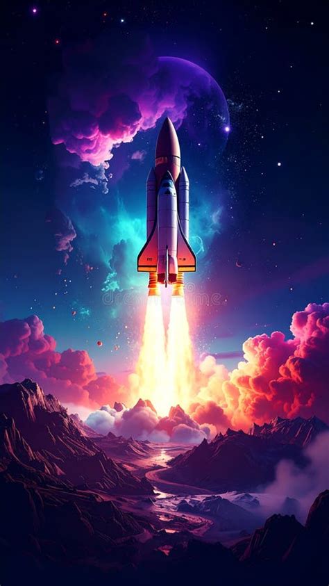 Rocket Ascent Stellar Launch Reaching For The Cosmos A Breathtaking