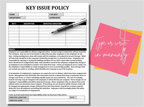 Key Issue Policy Editable Hr Form Hr Template Human Resource Form
