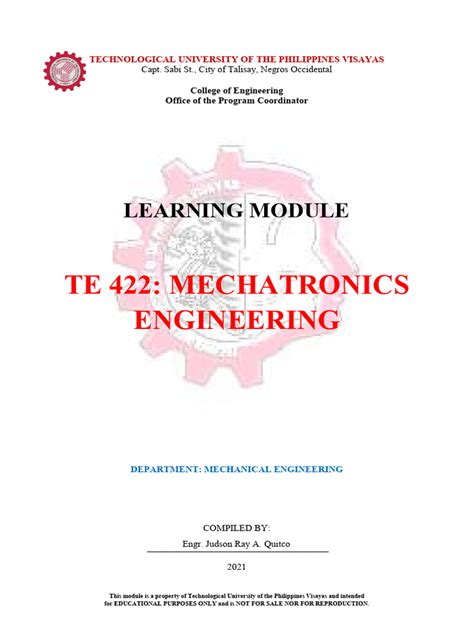 te 422 mechatronics engineering module week 6 to 8 pdf electric motor logic gate