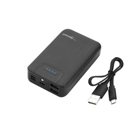 10000mah Dual Input Micro Usb Usb C And Dual Output Power Bank Black