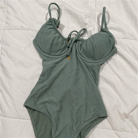 Green One Piece Swimsuit Worn Once For A Photo Depop