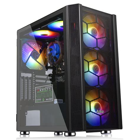 Buy Gaming PC Case Computer Cases With PCS RGB Fans Mid Tower Open Computer Tower Case ATX