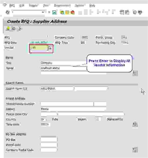 Create Request For Quotation RFQ In SAP