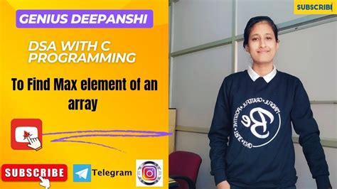 To Find Max Element In An Array In C Programming Youtube