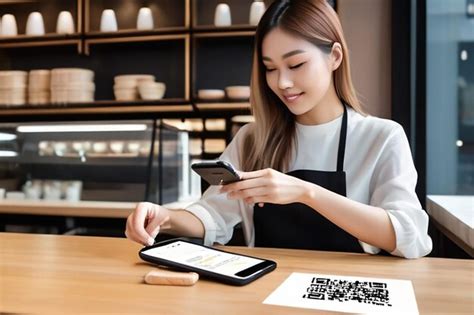 Premium Photo Woman Use Smartphone To Scan QR Code For Order Menu In Cafe Restaurant