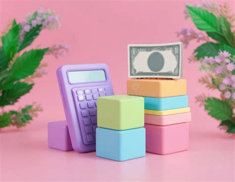 illustrative calculator with money and colorful blocks for financial
