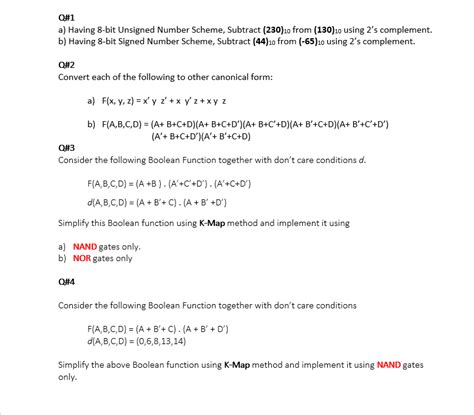 solved q 1 a having 8 bit unsigned number scheme subtract