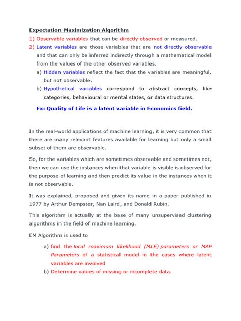 Unit 4 Em Alg Pdf Computational Neuroscience Algorithms