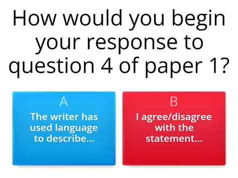 Paper 1 Question 4 Quiz