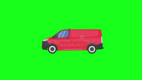 Running Car Animation On Green Background Flat Cartoon Graphic Style