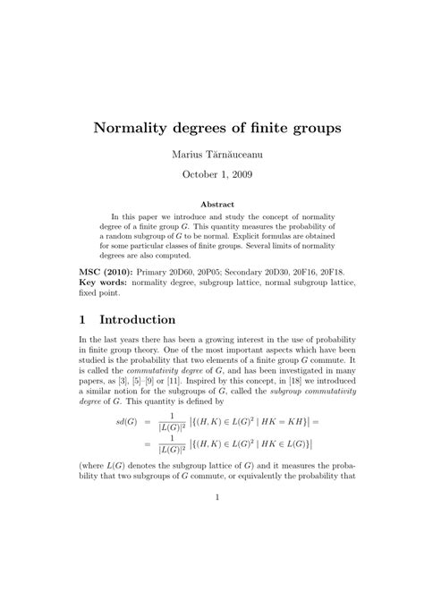 Pdf Normality Degrees Of Finite Groups