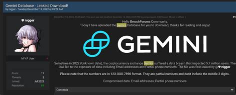 data of 5 7m gemini users available for sale on hacking forums