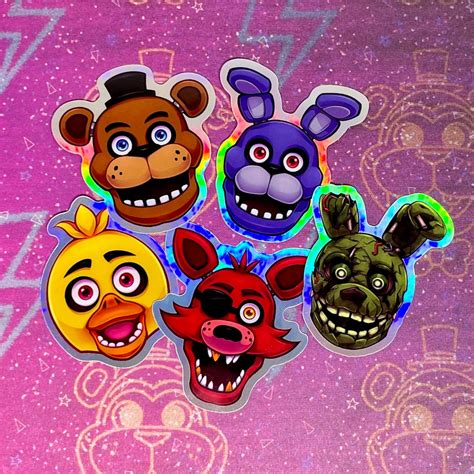 Mini 2 Holographic Original Fnaf Sticker Pack 5 Stickers Freddy