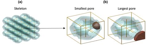 computation of smallest and largest pores in the scaffolds a the