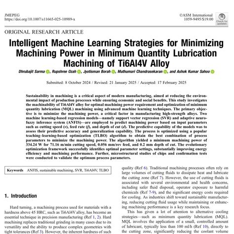 Machinelearning Manufacturing Sustainability Mql Ti6al4v Dr