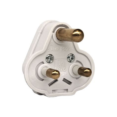 Round Pin Plug White 5a Mr Resistor Lighting