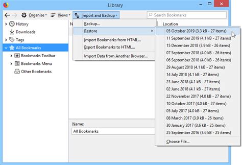 Restore Bookmarks From Backup Or Move Them To Another Computer Waterfox