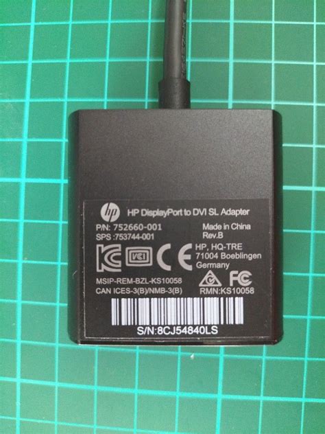 Original Hp Displayport Dp To Dvi Sl Adapter Cable For Display Monitor Computers And Tech