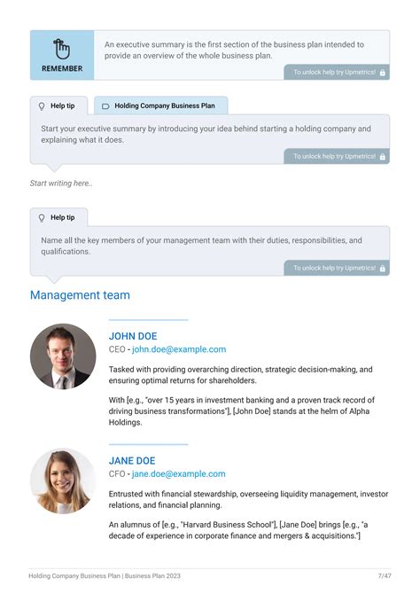 Holding Company Business Plan Examplepdf