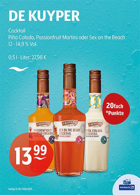 De Kuyper Cocktail Piña Colada Passionfruit Martini Oder Sex On The Beach 12 14 9 Vol Von