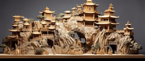 Premium Photo Arafed Model Of A Chinese Building With A Staircase