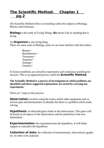 Lc Biology Notes 1 Scientific Method Teaching Resources