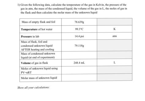 solved 1 given the following data calculate the