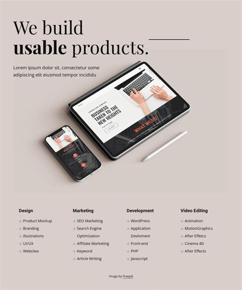 Design And Video Editing Website Mockup By Nicepage