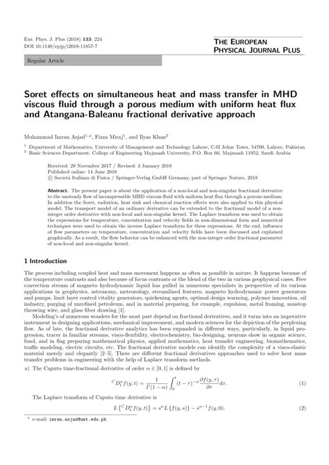 Pdf Soret Effects On Simultaneous Heat And Mass Transfer In Mhd