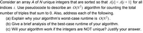 Solved Consider An Array A Of N Unique Integers That Are