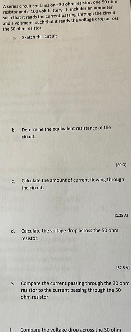 [answered] A Series Circuit Contains One 30 Ohm Resistor One 50 Ohm Kunduz