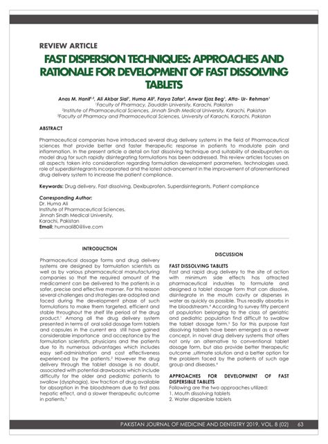 Pdf Fast Dispersion Techniques Approaches And Rationale For