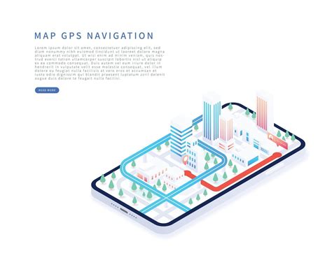 Mobile Navigation Application In Isometric Vector Illustration City