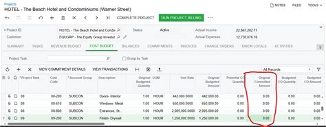 I Created Subcontract But Original Committed Amount Was Not Visible In Project Under Cost Budget