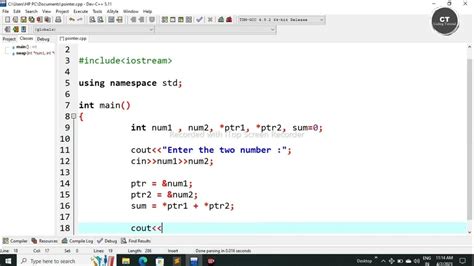 Write C Program To Add Two Numbers Using Pointers ️ Cpp Programming Codingtutorial Youtube