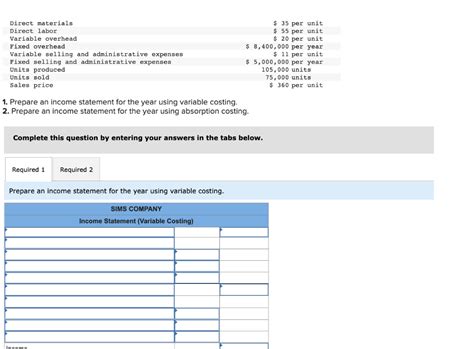 Solved Prepare An Income Statement For The Year Using