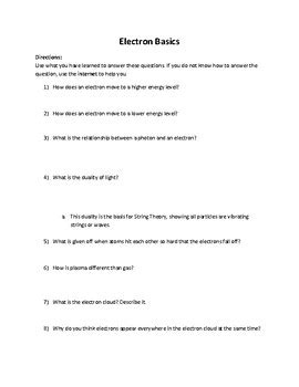 Electron Basics By Simple Science Investigations Tpt