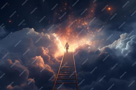 Premium Photo A Person Climbing A Ladder Visualizing And Generative Ai